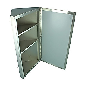 Renovators Supply Manufacturing Medicine Cabinets 23-5/8 in. x 11-7/8 in. Stainless Steel Cornet Bathroom Wall Medicine Cabinet with Mirror and Mounting Hardware Opens Left to Right Pack of 2