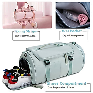 Gym Bags for Women Backpack Sport Duffle Bag with Shoe Compartment and Wet Pocket 30L Travel Bag Weekender Bag Overnight Bags