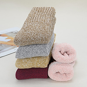 Zando Womens Merino Wool Socks for Women Long Thick Socks Winter Warm Cozy Socks Cute Boot Crew Socks Women's Athletic Running Cycling Hiking Sock Light Pink