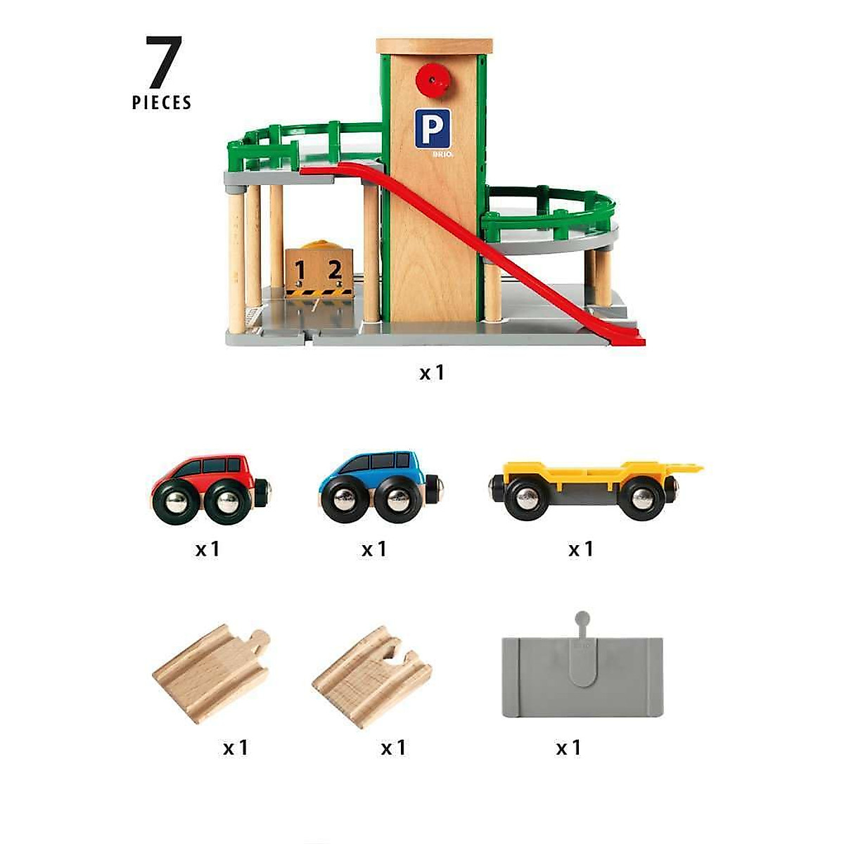 BRIO World 33204 Parking Garage - Ultimate Toy Train Accessory | Interactive Play | Compatible with All BRIO Train Sets | FSC Certified Wood Material | Ideal for Kids Age 3 and Up