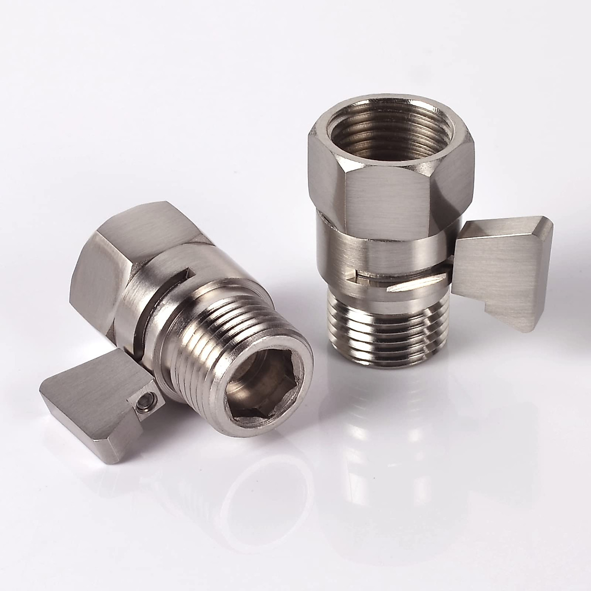 HAOXIN Shower Head Manifold with Double Outlet and Shut Off Valves for Dual Sprayer Showering System,Can Connect Two Showerheads,Brushed Nickel,STN02