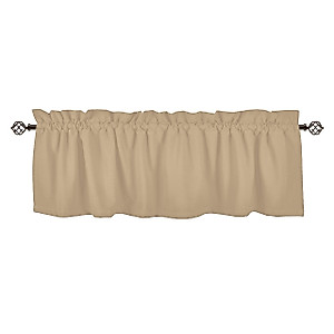 Native Fab Set of 2 Valance Curtains for Windows 54"x18" for Living Room Bedroom Kitchen Windows Bathroom, Farmhouse Vintage Curtain Valances Rod Pocket - Beige Natural