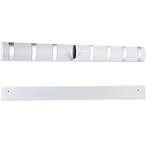 Wesiti 8 Hooks Wall Mounted Coat Rack, Floating Rack with Retractable Hooks, Door Wall Coat Rack Aluminum Space Saving Wall Hangers Hook Rail for Entryway Bathroom Hat Towel (White)