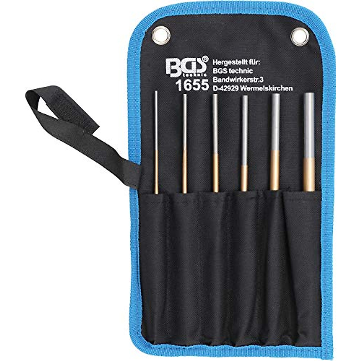 BGS 1655 Pin Punch Set, Gold/Silver/Black, 3-10 x 200 mm, 6-Piece