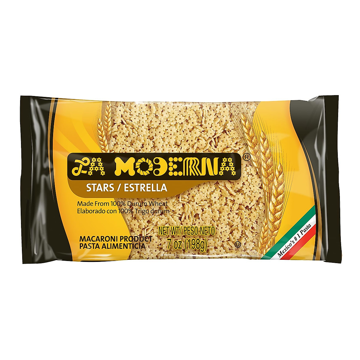La Moderna Stars Pasta, Noodles, Durum Wheat, Protein, Fiber, Vitamins, 7 Oz, Pack of 20