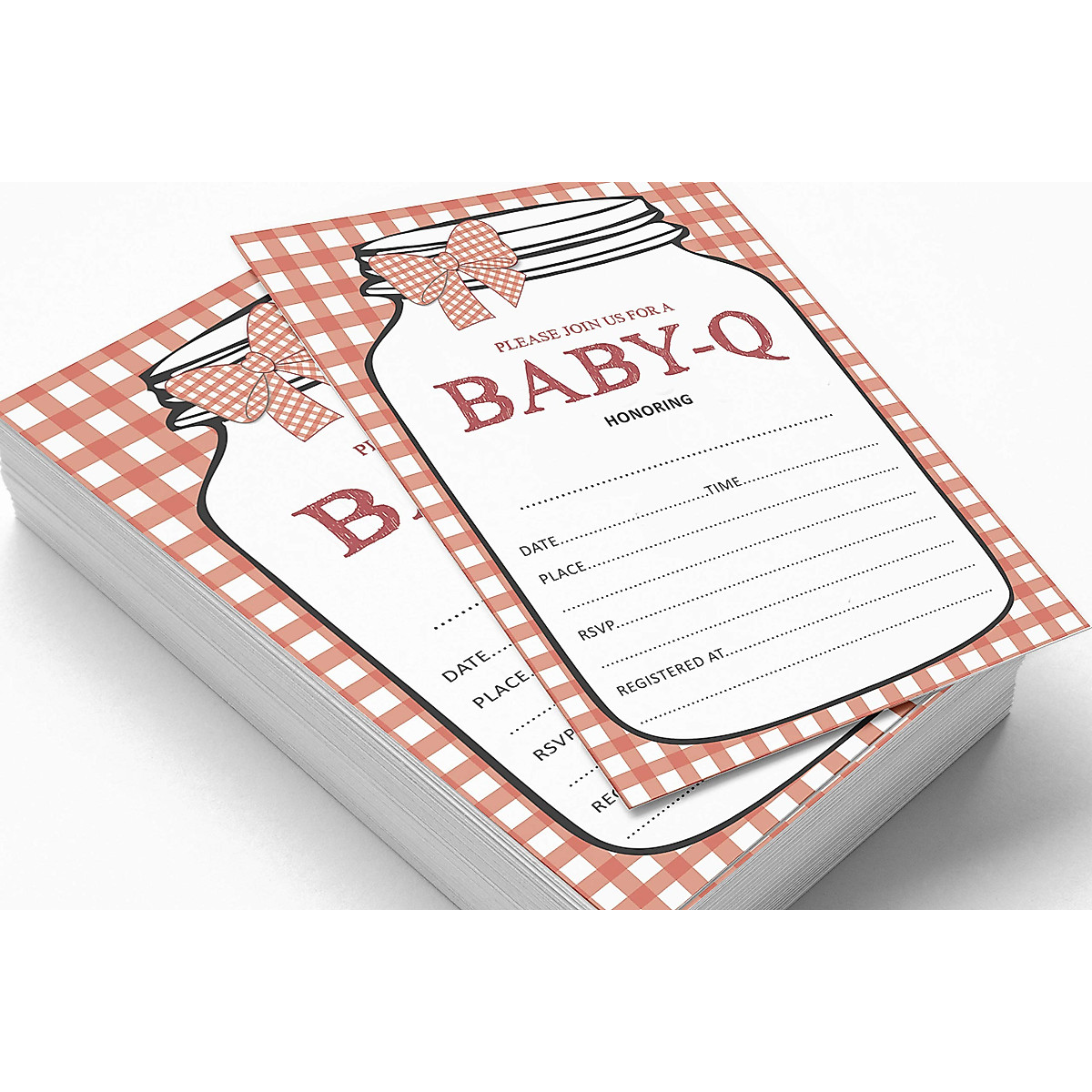 Inkdotpot Set of 30 BBQ Baby Shower Invitations-Diaper Raffle Tickets and Baby Shower Book Request Cards Gender Neutral Invites Its A Boy Its A Girl