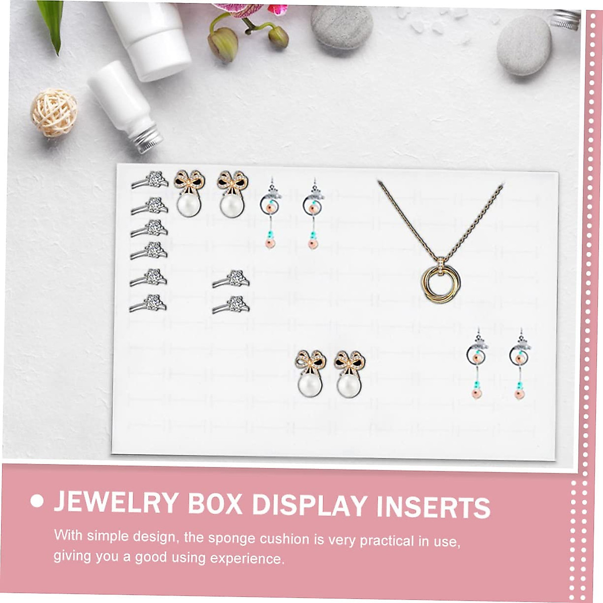 TIDTALEO 10pcs Jewelry Box Pad Velvet Choker Ring Display Holder Drawer Tray Jewelry Display Sponge Pad Ear Stud Holder Ring Foam Insert Jewelry Sponge Insert Holder Jewelry Supply White