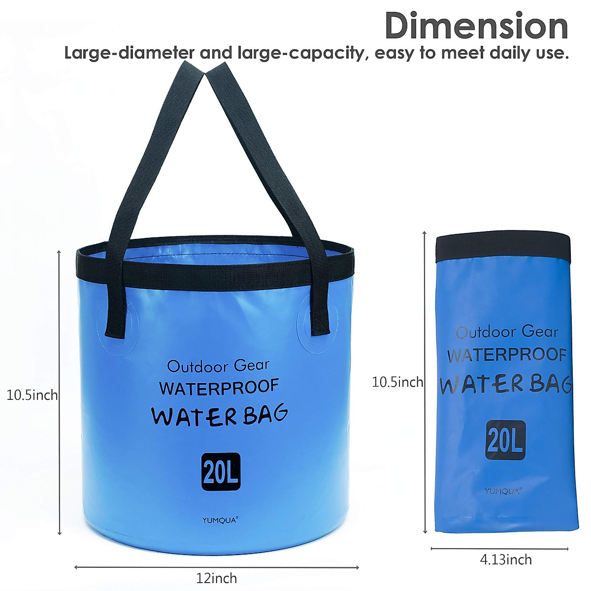 YUMQUA Collapsible Bucket 5 Gallon(20L), Multifunctional Portable Folding Bucket Water Container Wash Basin for Camping Fishing Hiking Traveling Outdoor Survival Gardening Car Washing (Blue)