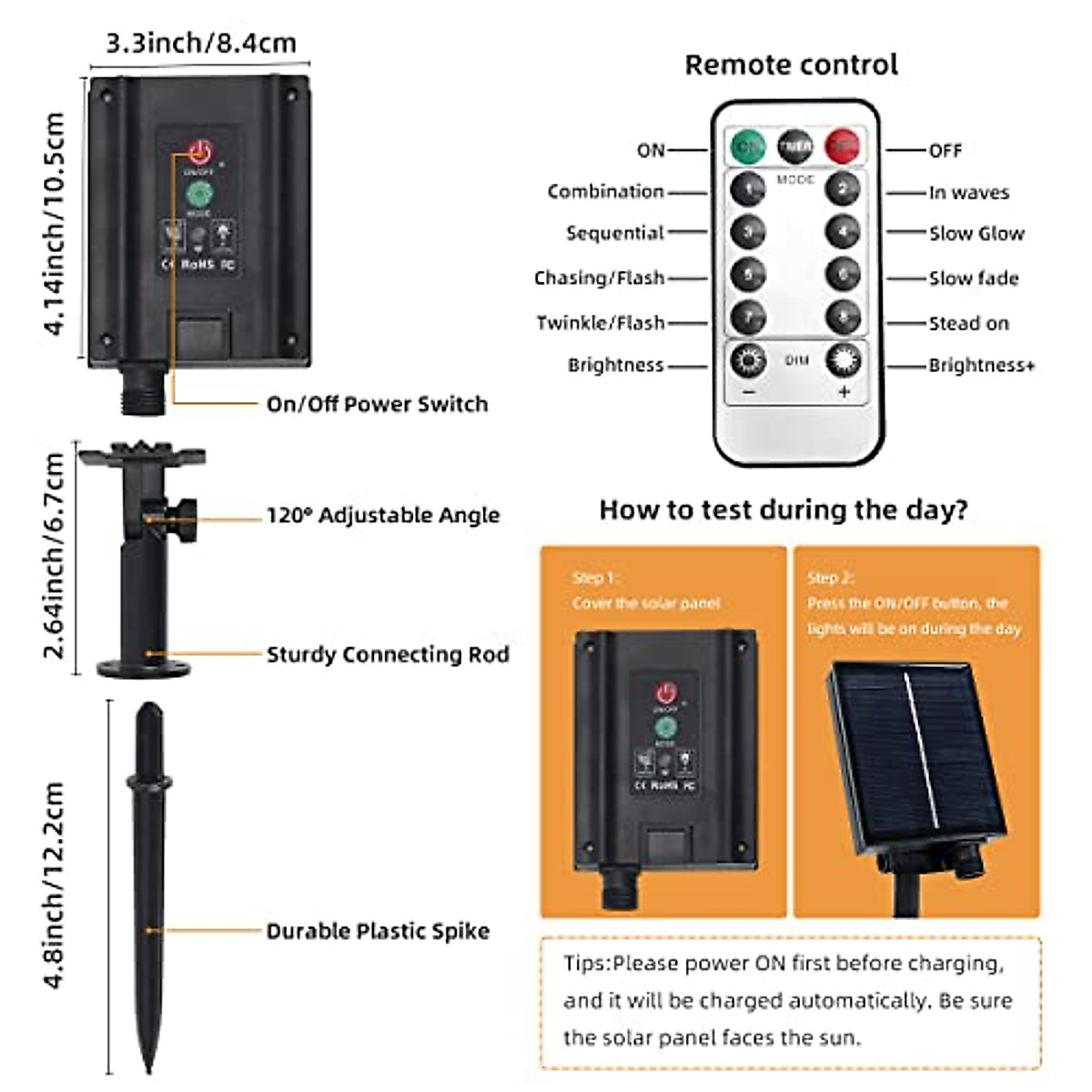 WERTIOO 55FT 100 Led Solar String Lights Outdoor with Remote, Waterproof Solar Powered Outdoor Lights with 8 Lighting Modes for Patio Gazebo Porch Camping Tree Garden (Warm White)