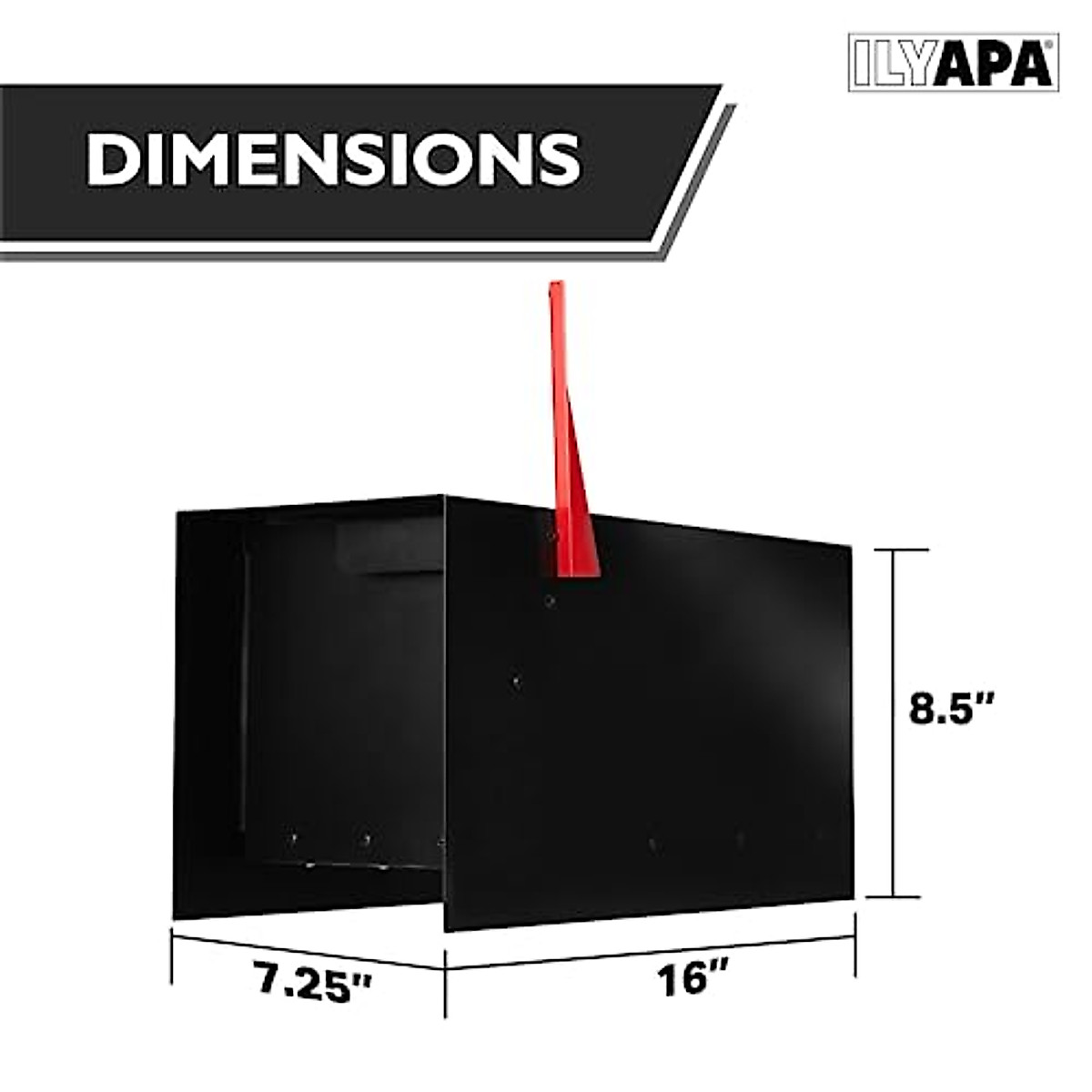 Ilyapa Tab Design Mailbox, Ready to Post Mount - All Black Powder Coated Steel Heavy Duty Curbside Welded Mailbox, All Weather Durable & Corrosion Resistant, Stainless Steel Hinges & Magnetic Door