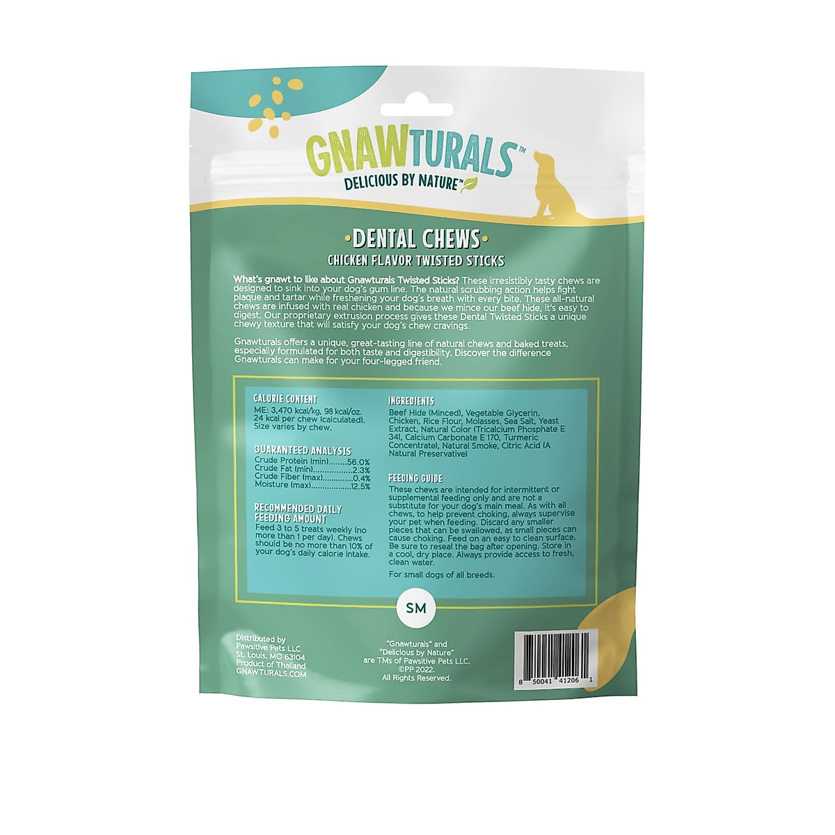 Gnawturals Dental Chews Twisted Sticks | for Small Dogs | Natural Scrubbing Action to Fight Plaque and Tartar While Refreshing Your Dog's Breath (21 Sticks, Chicken)