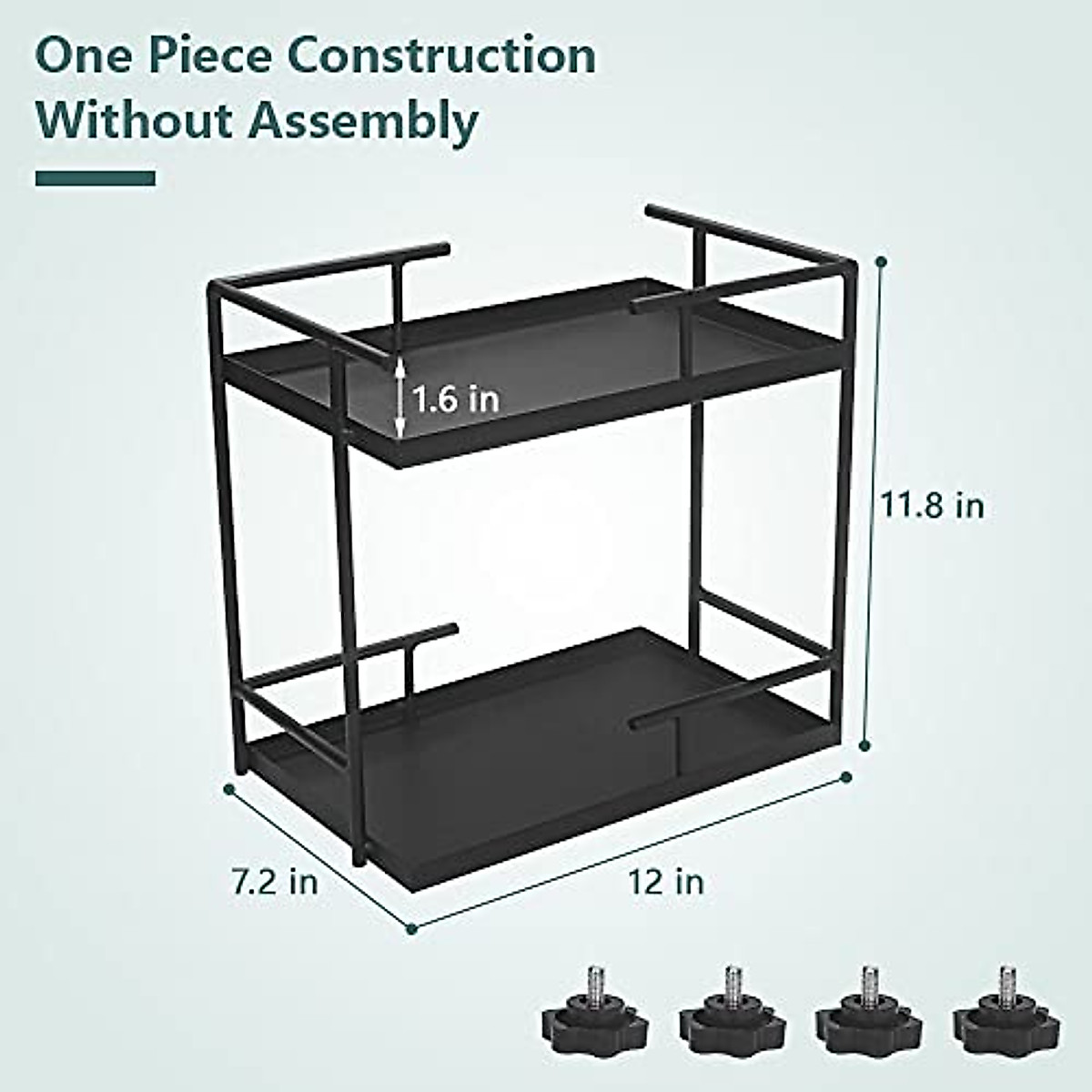 Butizone 2 Tier Bathroom Countertop Organizer, Counter Standing Rack, Kitchen Spice Rack, Vanity Cosmetic Holder, Under Sink Organizer for Bathroom, Kitchen, Living Room, Dressing Table, Office