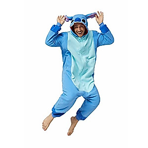 Kigrucme Unisex Adult Cartoon Onesie Pajamasr One Piece Stitch Animal Costume Halloween Cosplay Homewear Anime Costume(stitch,s)