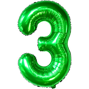 KatchOn, Giant Dark Green Number 3 Balloon - 40 Inch | Three Rex Birthday Party Decorations | Green 3 Balloon Number for Dinosaur Balloons | Green Three Balloon for Three Rex Birthday Decorations Boy