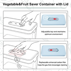 LITPRIN Fridge Produce Saver with Organizer Basket and Vented Lids, Fresh Keeper Containers, Storage Organizer, Fresh Saver, 8L Organizer Bins for Storage and Save Space-Blue