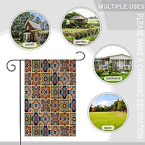 Double-sided garden flag Mexican Talavera Tiles Boho Print Outdoor Flag Garden Flag Yard Outdoor Decoration （12×18in）.