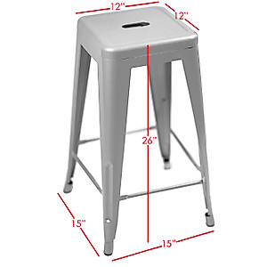 Sunjoy Group (#S-DNC1267PST) Stackable Metal Barstool, Silver, 26", Pack of 2