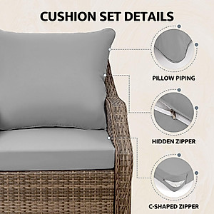 mudilun 24x24 Outdoor Deep Seat Cushions for Patio Furniture, Durable Waterproof Patio Chair Cushion Soft Fade Resistant Gray Deep Seat Pads