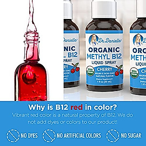 Vitamin B12 Spray | USDA Organic Vitamin B12 Liquid Spray | B12 Vitamin Supplement Liquid for Nerve Function | Liquid Vitamin B12 for Energy Support | Vegan | Gluten Free | Non-GMO | 1 Fl Oz
