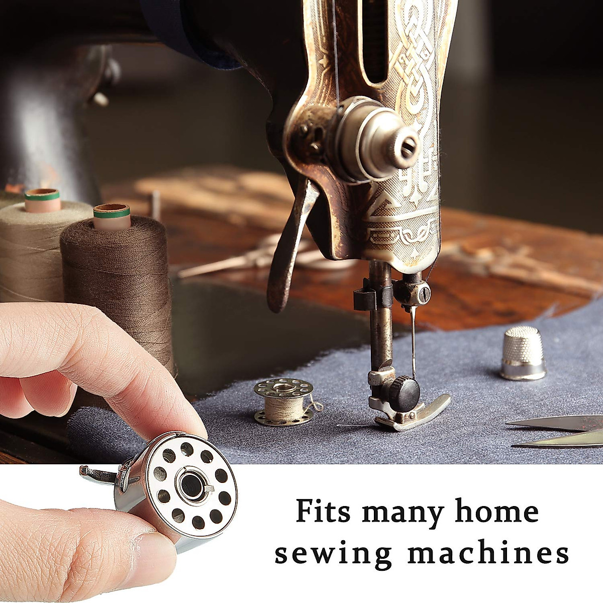 WILLBOND 3 Pcs Sewing Machine Bobbin Case and 15 Pieces Sewing Machine Bobbins Metal Sewing Bobbins with Shuttle Holder for Craft Sewing, Suitable for Front Loading 15 Class Machines