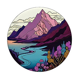 Mountain Wilderness Outdoor Flowery River Earthy Floral Boho PopSockets Standard PopGrip