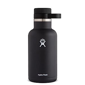 Hydro Flask Insulated Stainless Steel Wide Mouth Water Bottle and Beer Growler, 64-Ounce, Black