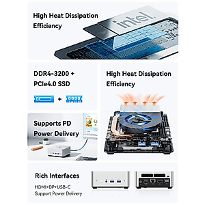 MINISFORUM UN1265 Mini PC 12th Gen Core i7-12650H(10C/16T) Mini Computer 32G RAM+1TB SSD, Expandable HDD Slot, HDMI/DP/USB-C 4K@60Hz Outputs, WiFi 6E/BT5.2/2.5G LAN, 4xUSB Port Desktop Computer