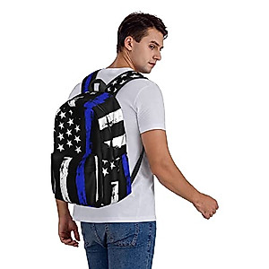 Unisex Backpack Multipurpose Rucksack Anti Theft Backpacks with Padded Straps Big Capacity Backpack American Thin Blue Line Flag Police Love Heart Black Fashion Backpack