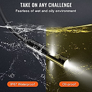 VEVOR Borescope Triple Lens Endoscope Camera with Light, 4.5" Screen 1080P Inspection Camera with 10 LED Light, IP67 Waterproof Drain Snake Camera for Auto, Plumbing(16.5FT Cable, 32GB Card)