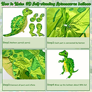 Dinosaur Birthday Party Decorations, 126Pcs Dinosaur Green Blue Orange Balloons Garland Arch Kit Happy Birthday Dino Foil Balloons Curtain for Boys Kids Jungle Safari Dino Themed Party Baby Shower