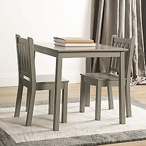 Humble Crew Grey Kids Wood Table, 2 Chairs and 4 Tier Book Rack Set