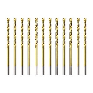 uxcell High Speed Steel Straight Shank Twist Drill Bit Fully Ground Titanium Coated 2.6mm Drill Diameter 57mm Total Length 25mm Drill Bit Length 12 Pcs