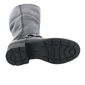 Clarks Women's Hearth Rae Wide Shaft Knee High Boot, Black Leather, 7