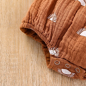 Newborn Girls Romper Jumpsuit Sun Print Sleeveless Cross Back One-Pieces Bodysuits Clothing (Brown, 0-6 Months, 6_Months)