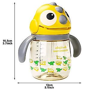 Sippy Cup for Baby Months 6+, Weighted Straw PPSU Non Spill Cup for Toddlers, Baby Straw Cup with Handles, Spill-Proof, Leak-Proof Soft Spout Cup 240ml, BPA Free (Yellow)