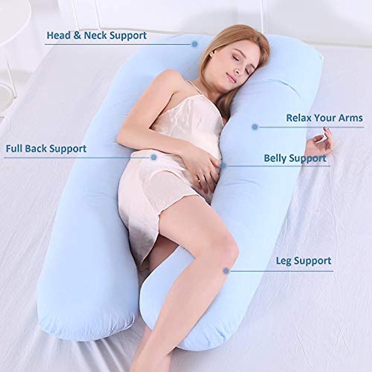 TREE.NB Pregnancy Pillow U Shape Full Body Maternity Pillow for Pregnant Women Sleeping Support Back, Neck, Leg, Foot, Side Sleeper 51''x28''x6''