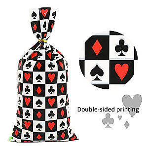Lecpeting 100 Pcs Casino Treat Bags Poker Cellophane Plastic Candy Bags Casino Goodie Storage Bags Casino Party Favor Bags with Twist Ties for Casino Theme Birthday Party Supplies