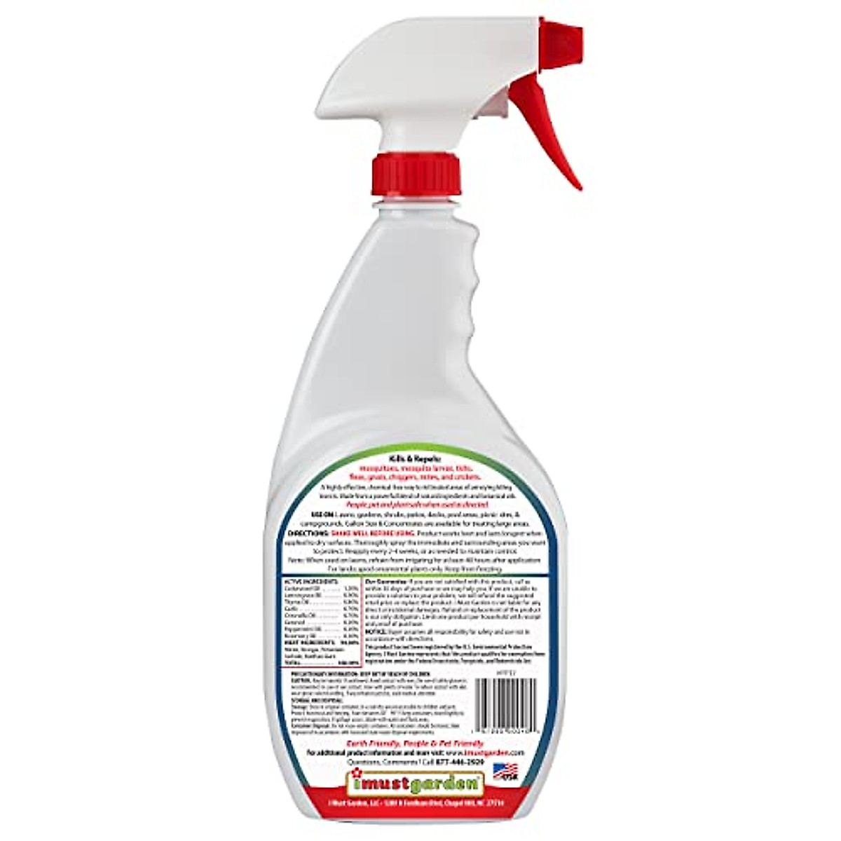 I Must Garden Mosquito Tick and Flea Control: Kills and Repels Biting Insects from Garden, Deck, Campsite – Natural and Pet Safe – 32oz Ready-to-Use Easy Spray Bottle