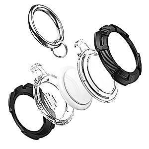 Air Tag Holder Case Compatible Apple Airtag Keychain, Full Protective Anti-Scratch Air Tag Tracker Cover with Key Ring for Bag Luggage Dog Collar (Black)