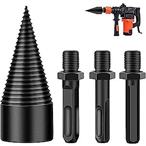 CDIYTOOL Splitting Wood Cone Drill Bit, Heavy Duty Drill Screw Cone Driver-Log Splitter Screw Cone Kindling Firewood Splitter for Household Electric Drill (32/42mm, Drill Bit Set)