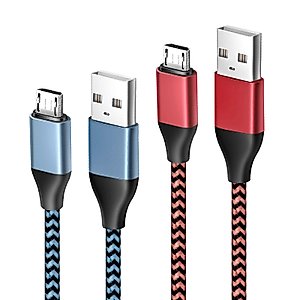 Cable 2Pack 10ft Extra for PS4 Controller Charger Durable Nylon Braided Micro USB Fast Charging Cord Compatible with Playstation 4,Xbox One S/X Controller,Samsung Galaxy S7 S6,J7 J3 Note 5 4 and More