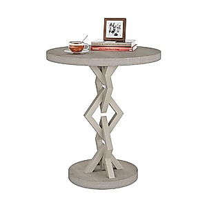Tribesigns Set of 2 Round End Table, 2-Tier Wood Side Table with Pedestal, Modern Nightstand Bedside Table Coffee Accent Table for Living Room Bedroom & Small Space, Gray (2)