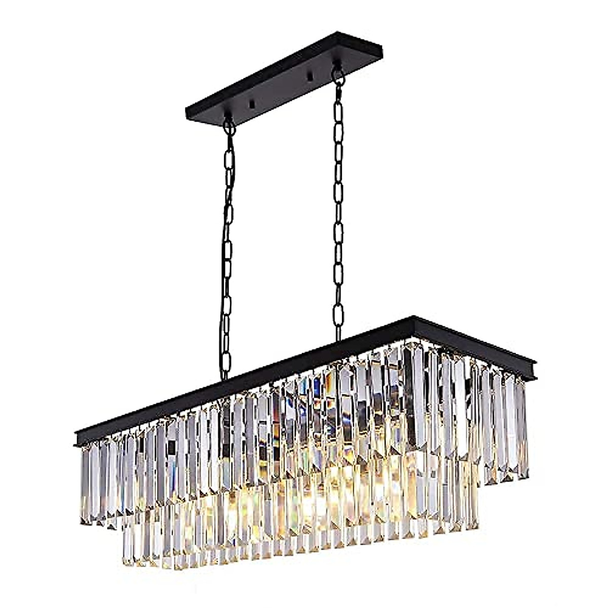 Wellmet Crystal Chandelier, Contemporary Modern Chandeliers Adjustable for Living Room, Dining Room, Pool Table Light, Kitchen Island Lighting