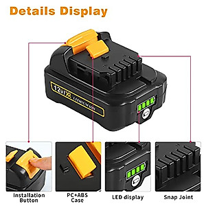 APTOOLER 3.0Ah 12V Max DCB120 Battery with Battery Holder Compatible with Dewalt 12V Lithium Battery DCB123 DCB127 DCB122 DCB124 DCB121 Power Tools Batteries 2 Pack