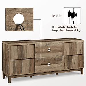 Yaheetech TV Stand Entertainment Center for 55 65 Inch TV, Farmhouse Storage TV Console Cabinet with Barn Doors for Living Room, Rustic Oak