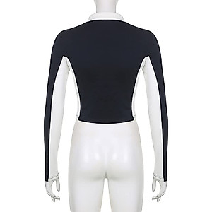 XPONNI Zip Up Jacket Blokecore Clothes Lightweight Trendy Y2k Cropped Jacket Women (S)