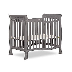 Dream On Me Violet 4-in-1 Convertible Mini Crib in Steel Grey, Greenguard Gold Certified, JPMA Certified, 3 Position Mattress Height Settings, Non-Toxic Finish
