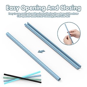 HAPPY CREATE 8 Pcs Reusable Silicone Premium Softy Drinking Straws in Snap Straw-Openable Design Hot and Cold Compatible（4 colors）