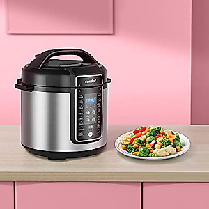 COMFEE’ 6 Quart Pressure Cooker 12-in-1, One Touch Kick-Start Multi-Functional Programmable Slow Cooker, Rice Cooker, Steamer, Sauté pan, Egg Cooker, Warmer and More