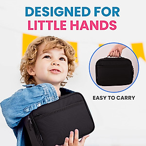 Zulay Insulated Lunch Bag - Thermal Kids Lunch Bag With Spacious Compartment & Built-In Handle - Portable Back To School Lunch Bag For Kids, Boys, & Girls To Keep Food Fresh (Black)